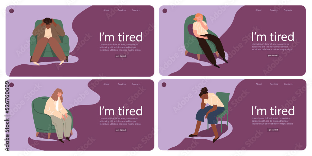 I'm tired. Landing Page Template collection. The unhappy humans is sad ...
