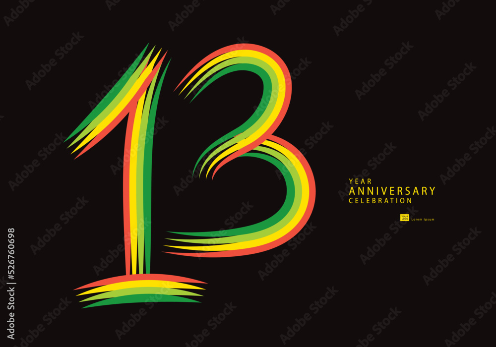 13 years anniversary celebration logotype colorful line vector, 13th ...