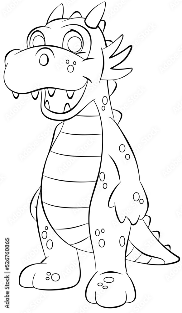 Dragon. Element for coloring page. Cartoon style. Stock Vector | Adobe ...