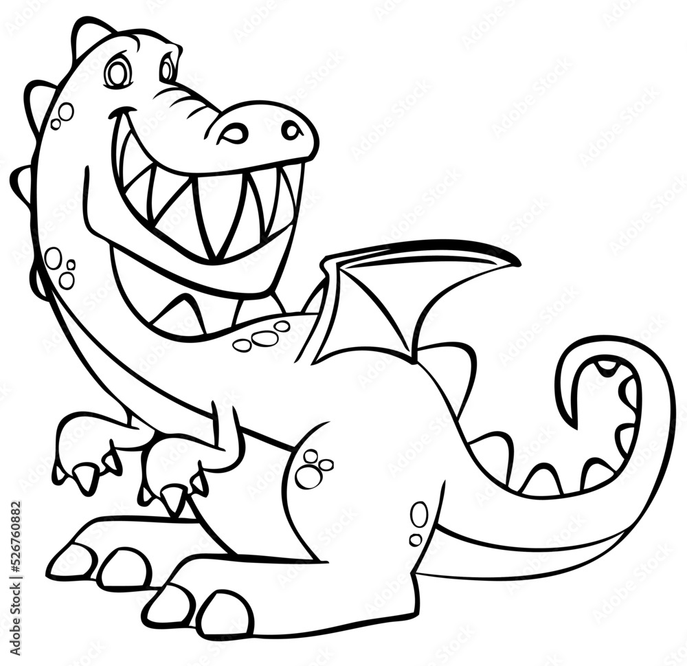 Dragon. Element for coloring page. Cartoon style. Stock Vector | Adobe ...