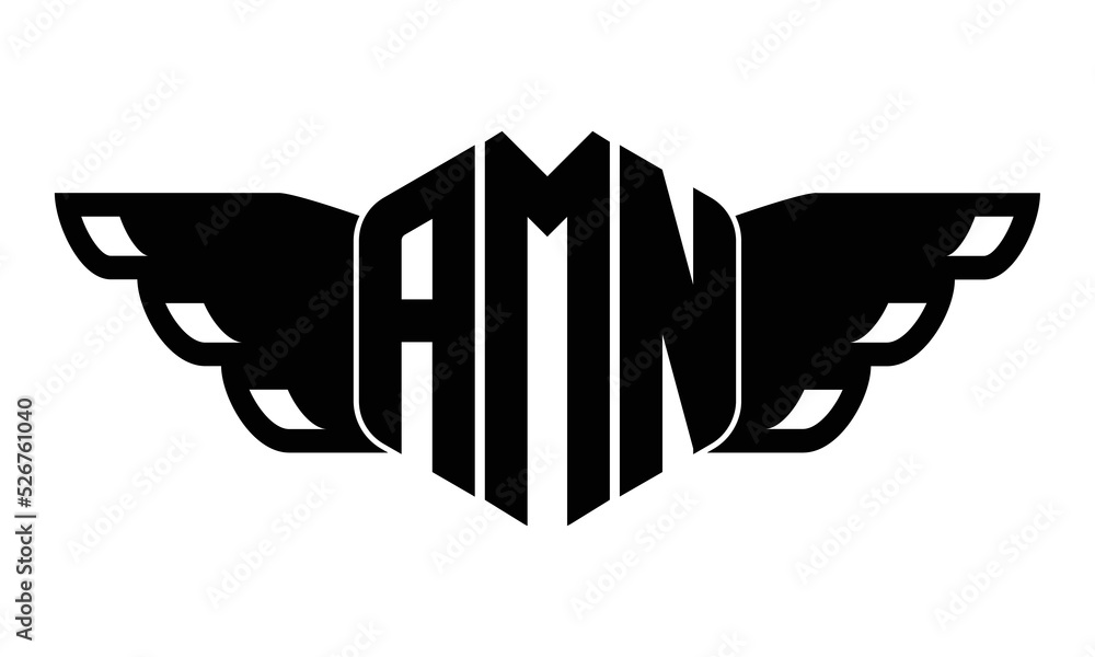 AMN three-letter butterfly iconic logo design vector template | polygon ...
