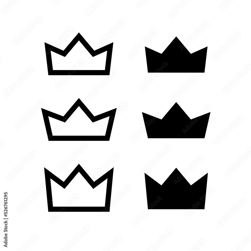 Collection of crown icons. Symbol of power and king. Isolated raster ...