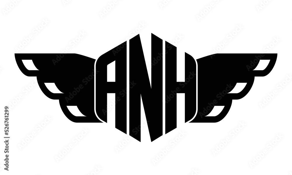 ANH three-letter butterfly iconic logo design vector template | polygon ...
