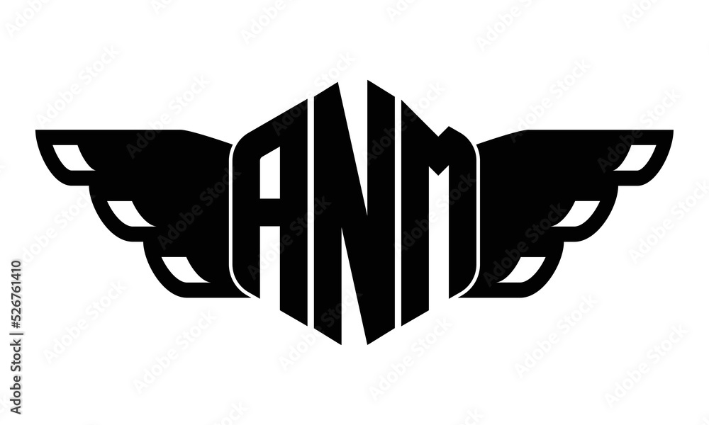 ANM three-letter butterfly iconic logo design vector template | polygon ...