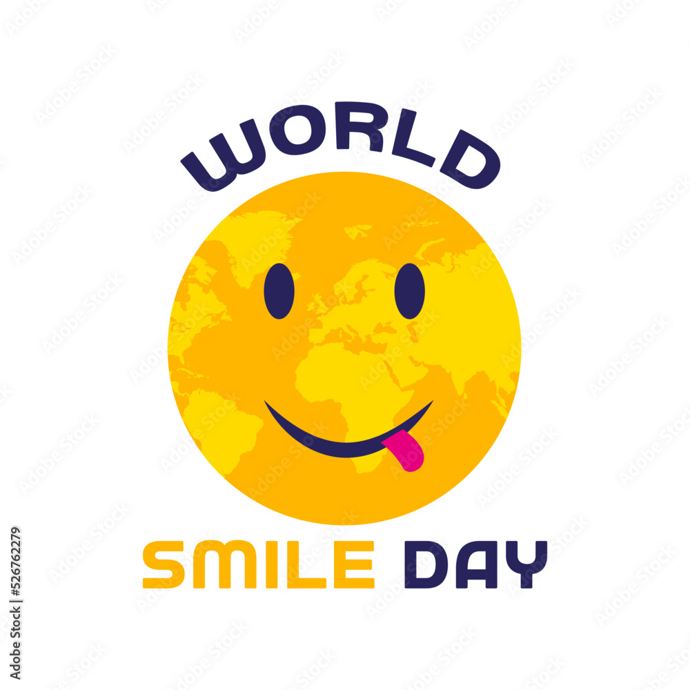 World smile day, Globe emoji, smiley face, Isolated Stock Vector ...