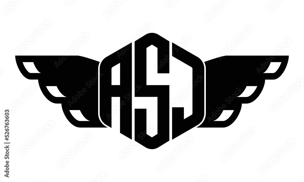 ASJ three-letter butterfly iconic logo design vector template | polygon ...