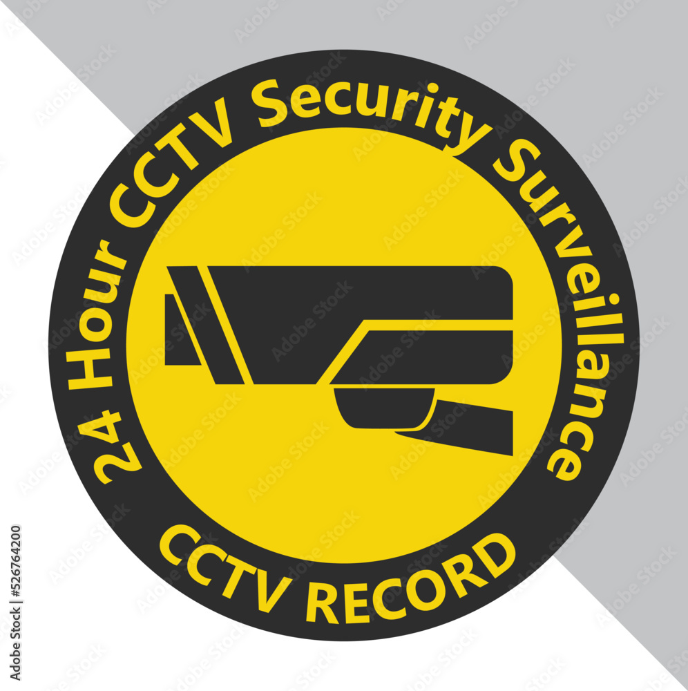 Symbols of logo for CCTV sticker. Meaning of protect and recoard 24 ...