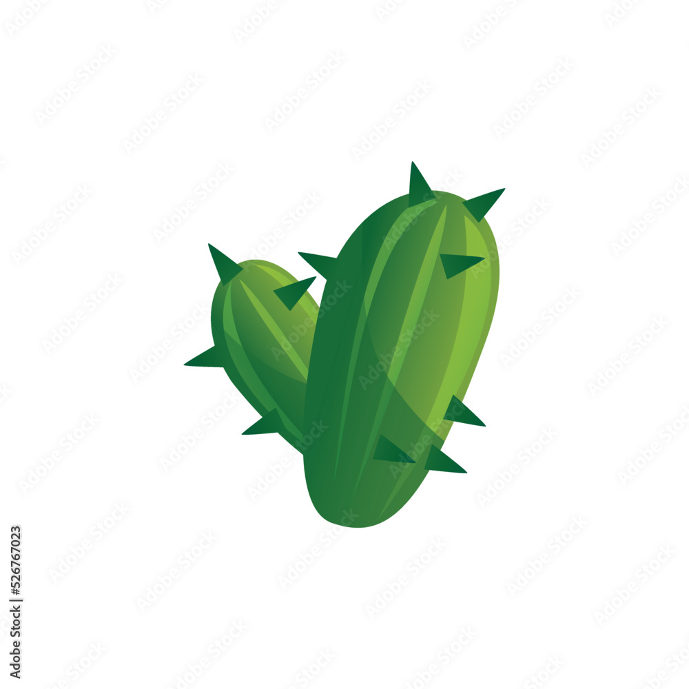 Cartoon cacti with sharp spikes, flat vector illustration isolated on ...