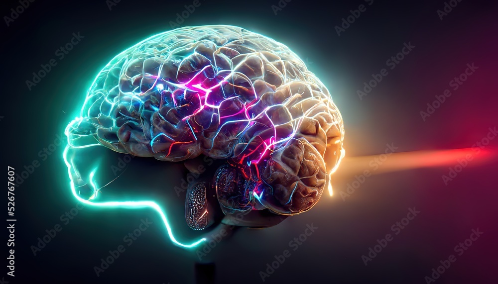 Glowing Digital Brain Ai Intelligence Forming Digitized Neurons ...