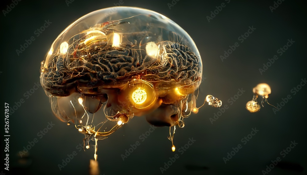 Glowing Digital Brain Ai Intelligence Forming Digitized Neurons Complex ...
