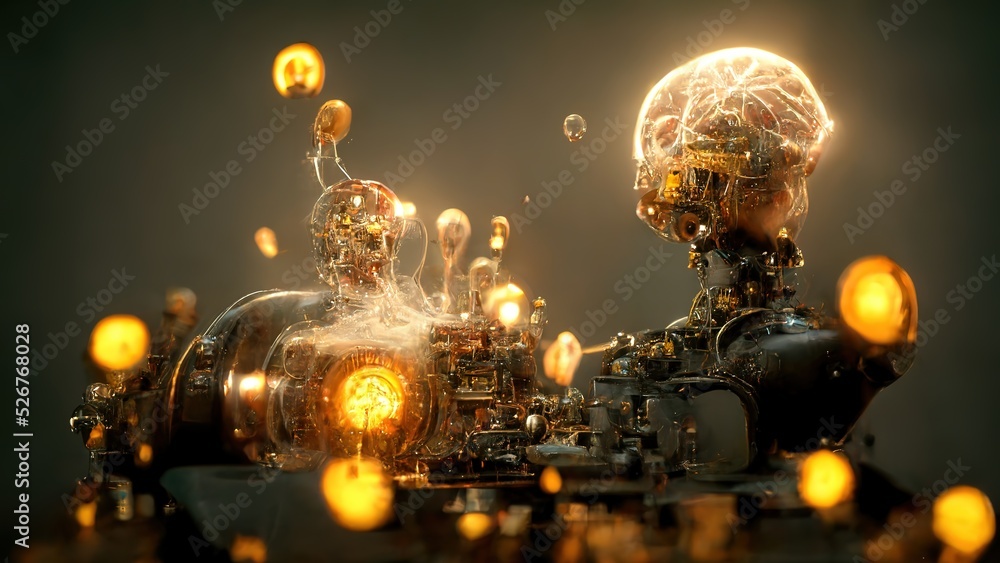 Artificial Mind Intelligence Electrical Impulses Pulsating Digitized ...