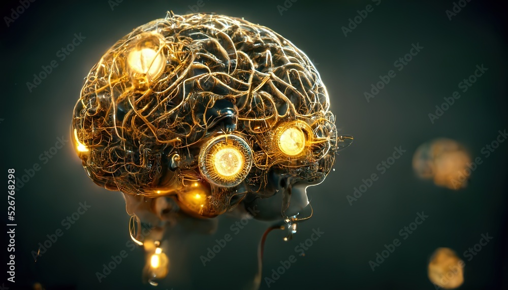 Glowing Digital Brain Ai Intelligence Forming Digitized Neurons Modern ...