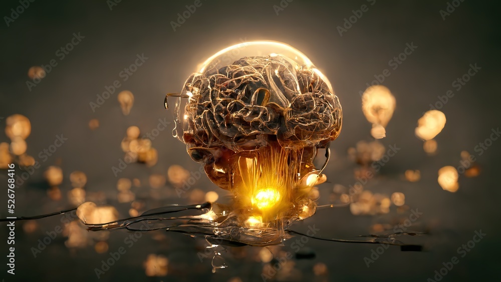Glowing Digital Brain Ai Intelligence Forming Digitized Neurons ...