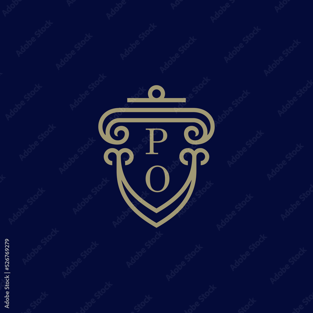 PO classic theme initial logo design which is good for branding Stock ...