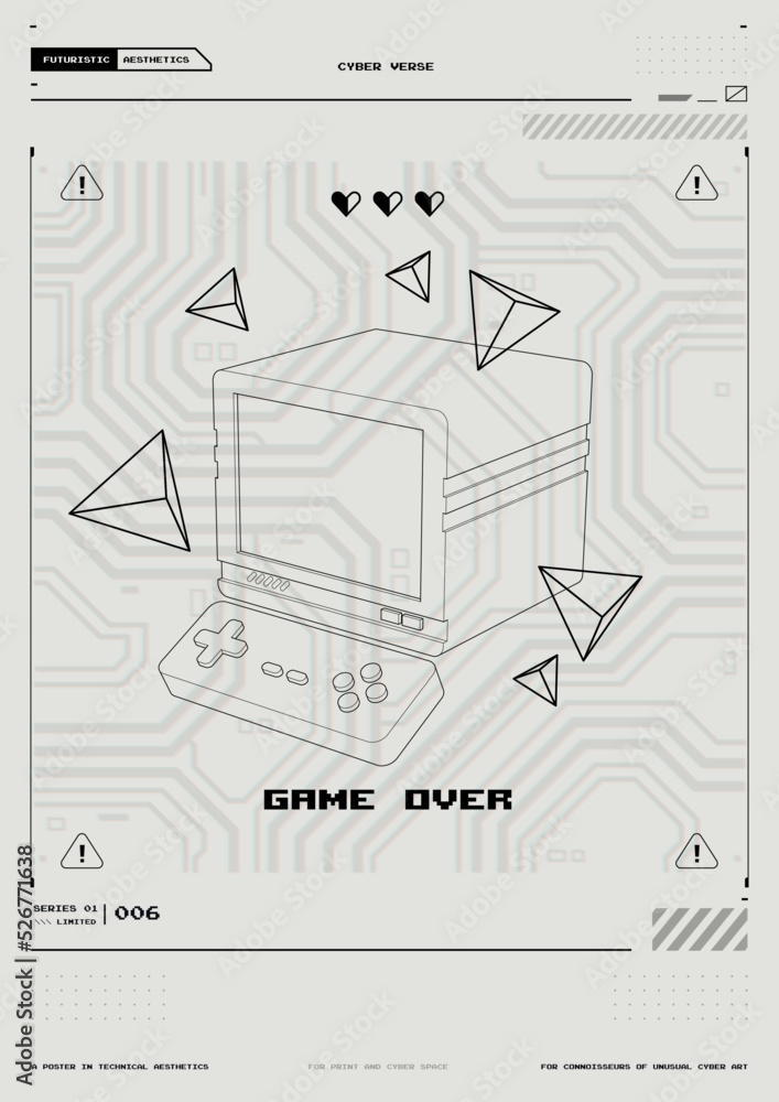 Tech Abstract poster template with HUD elements. cyber culture, Modern ...