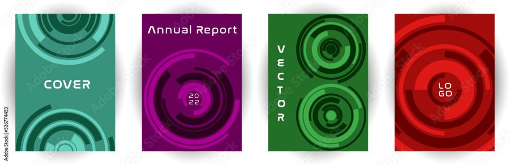 Annual report cover page layout vector collection with aim goal circle ...