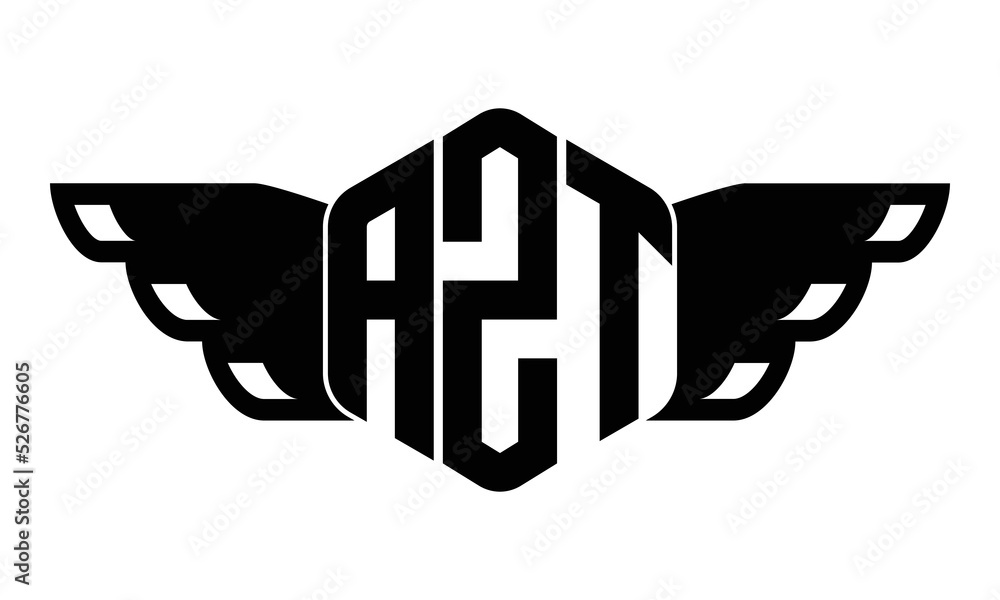 Stockvector AZT three-letter butterfly iconic logo design vector ...