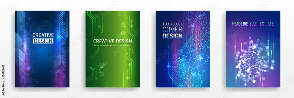 Science cover design for business presentation. Hi-tech brochure flyer ...