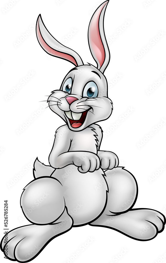 Cartoon White Bunny Rabbit Stock Illustration | Adobe Stock