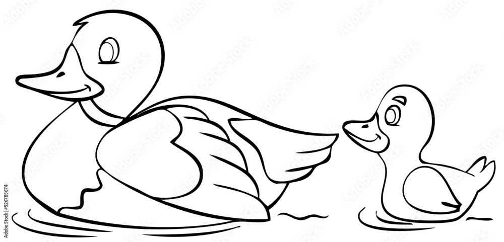 Duck. Element for coloring page. Cartoon style. Stock Vector | Adobe Stock