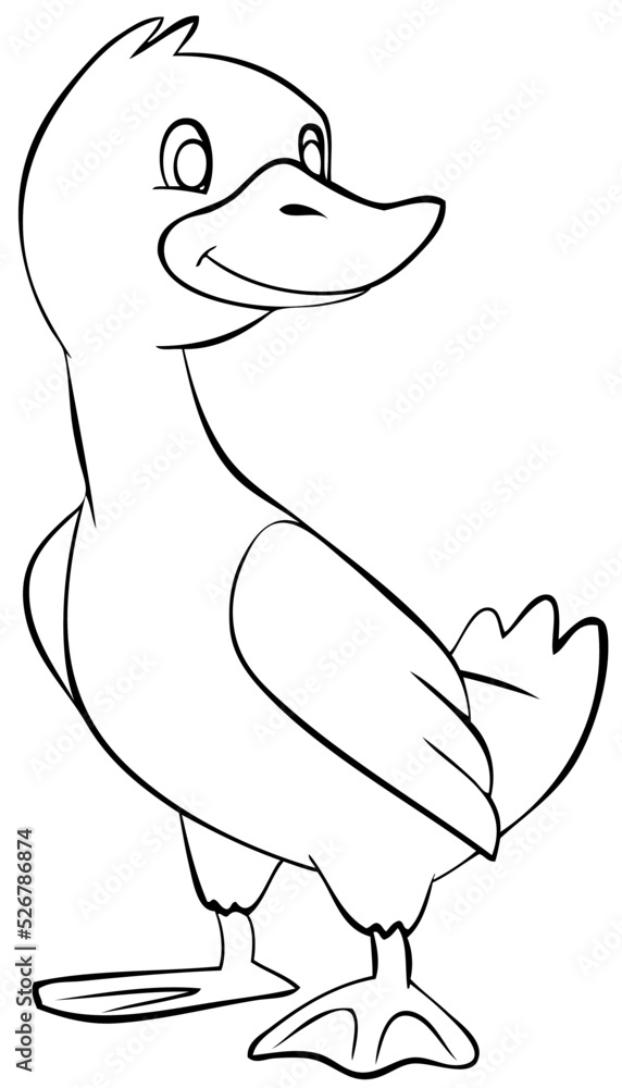 Duck. Element for coloring page. Cartoon style. Stock Vector | Adobe Stock