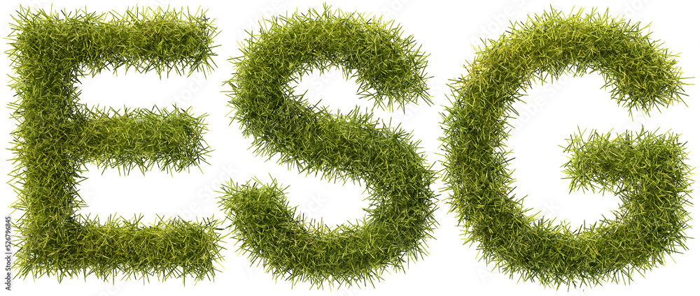 Green grass letters ESG isolated on transparent background. Concept for ...