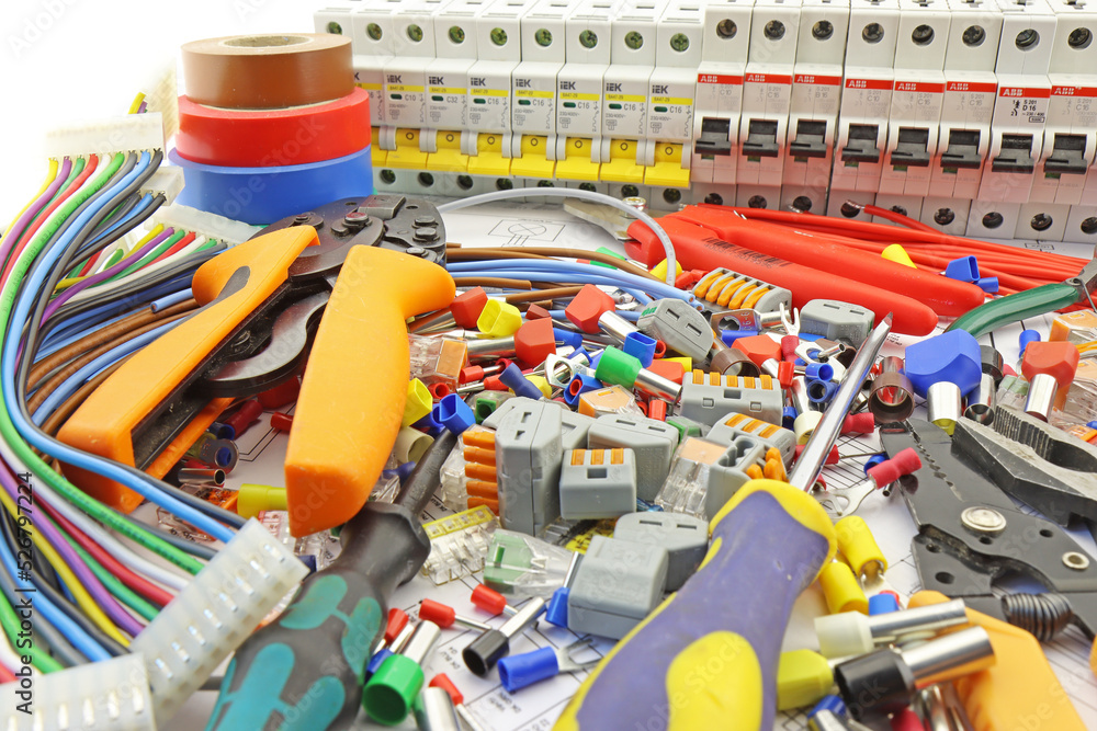 Electrical tools and materials for the installation of an electrical ...