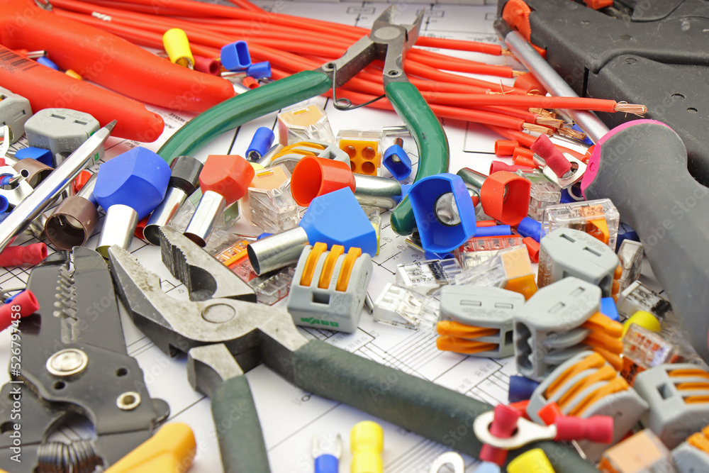 Electrical tools and materials for the installation of an electrical ...