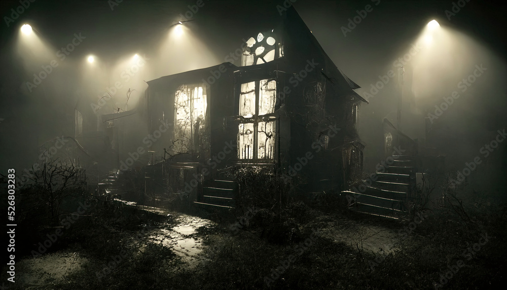 Dark atmospheric horror background. Haunted house. Dramatic sky, old ...