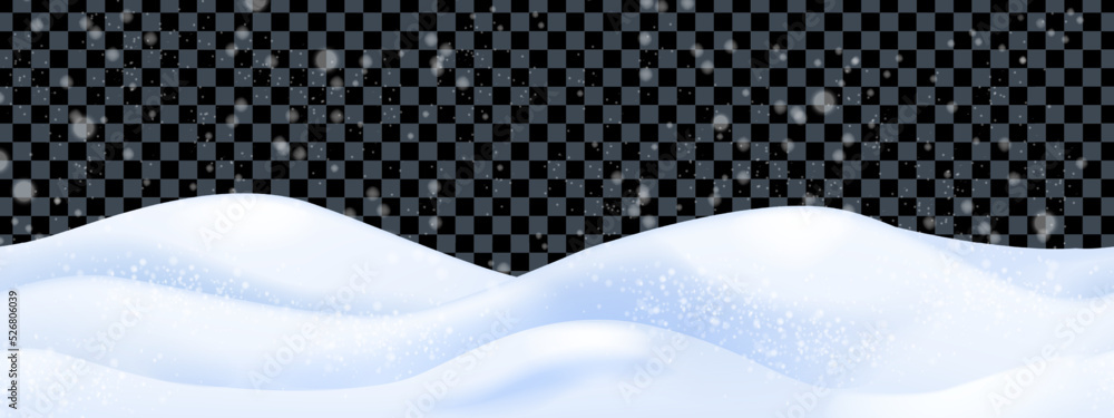 Winter snow ground, vector snowdrift mound, ice layer transparent ...