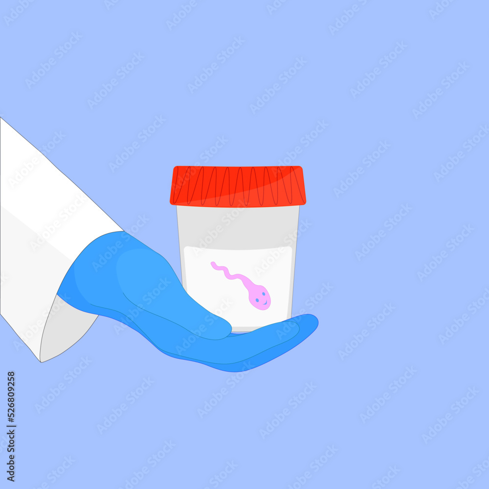 Spermogram analysis and fertilization, flat vector illustration of ...