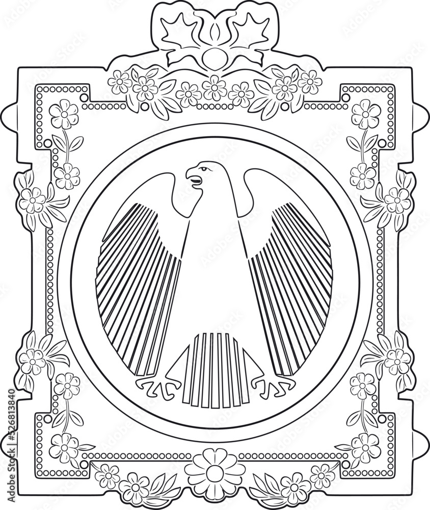 eagle logo with floral frame black design Stock Vector | Adobe Stock