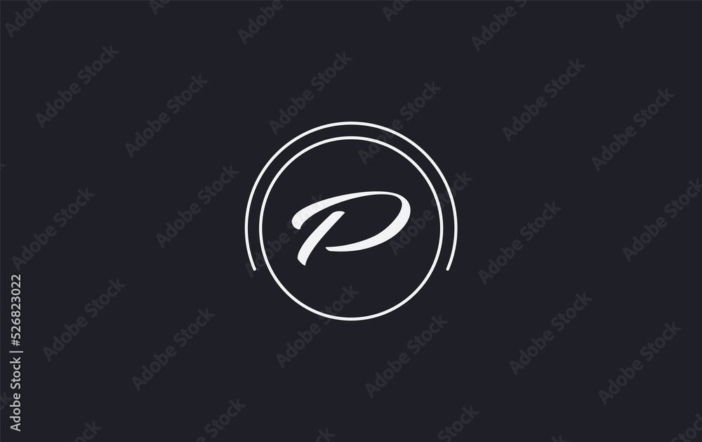 Round logo and golden circle flat logo design with the letter P Stock ...