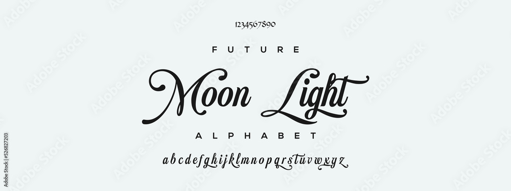 MOON LIGHT Elegant alphabet letters font and number. Classic Lettering ...