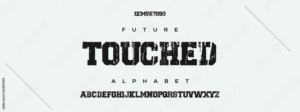 TOUCHED Tech Modern Alphabet Letter Font. Typography luxury style fonts ...