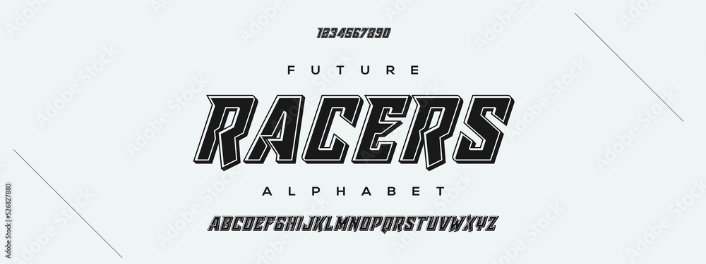 RACERS Tech Modern Alphabet Letter Font. Typography luxury style fonts ...