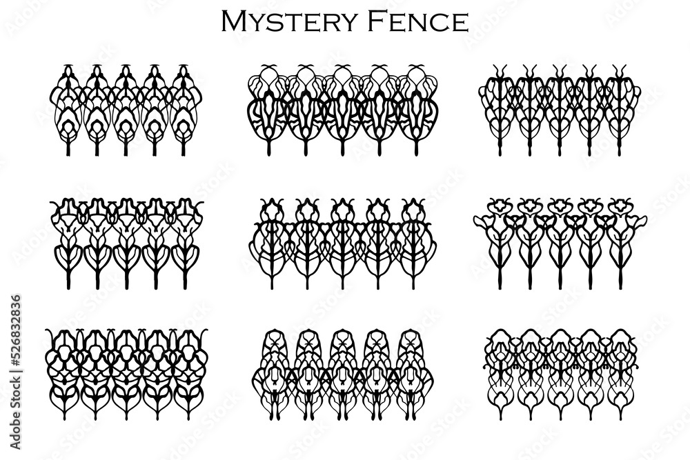 Mystery Fence Vector 9 Halloween. Assorted spooky cemetery fence ...