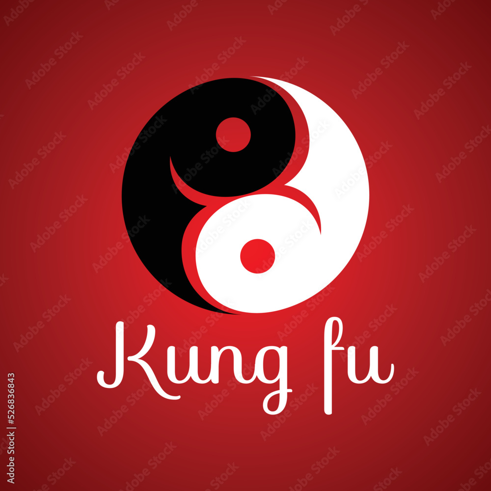 Kung fu logo design with black Background yin, yang logo Stock Vector ...