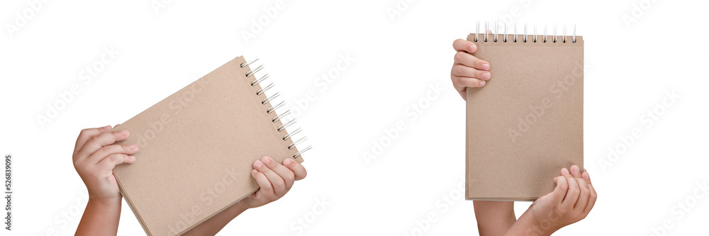 Notepad isolated on white background. Brown notepad made from recycled ...
