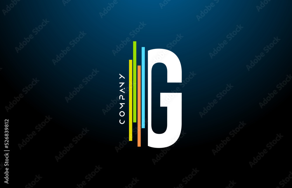 colored G alphabet letter logo icon design with line. Creative template ...