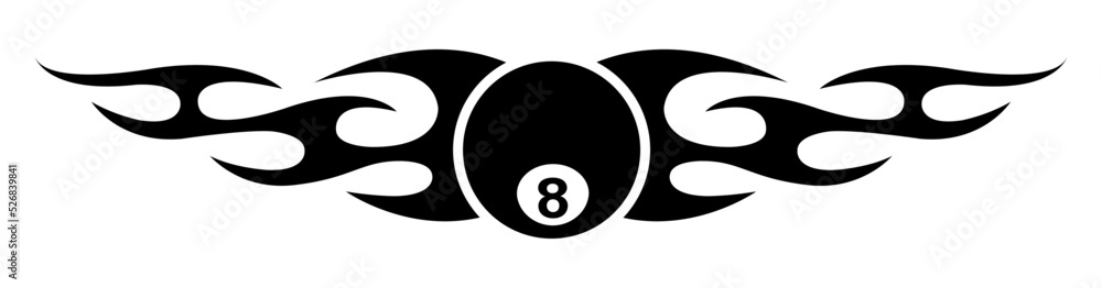 8 ball tattoo vector graphic car decal billiard ball and tribal fire ...