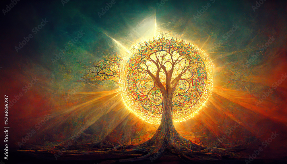 Beautiful tree of life, sacred symbol. Individuality, prosperity and ...