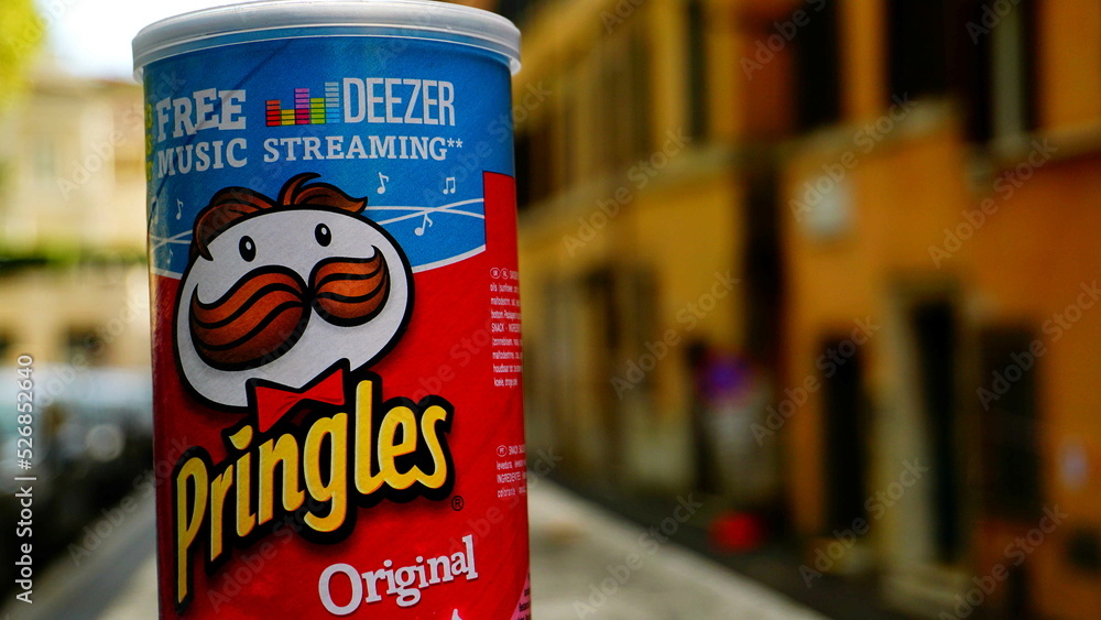 Rome, Italy: September 30, 2018: Tube of Pringles Originals potato ...