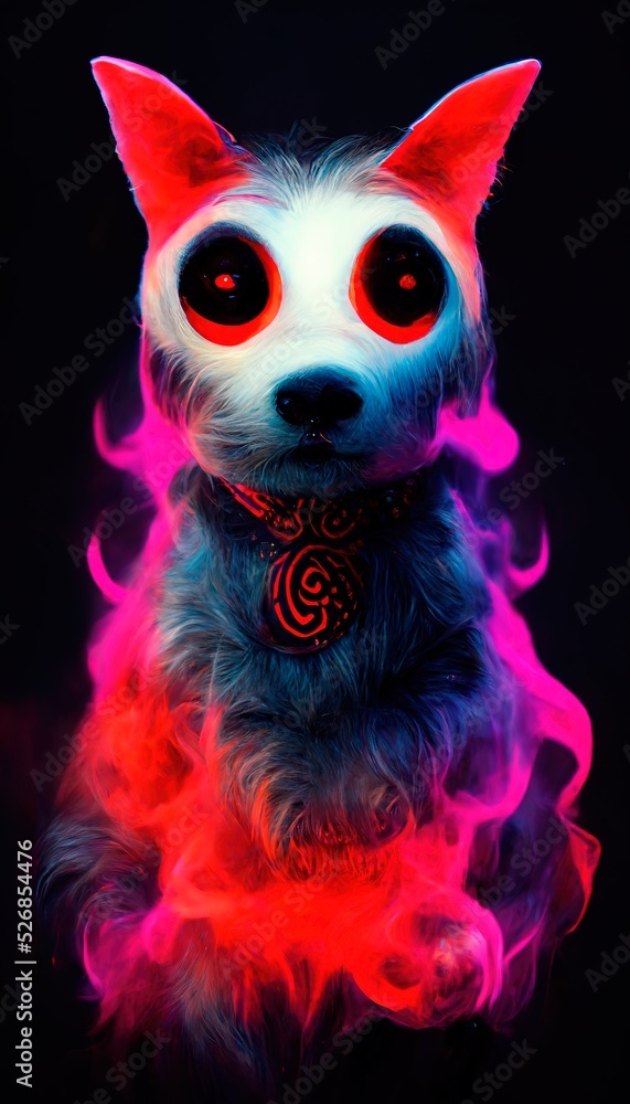 Creepy infernal zombie animal with hypnotic eyes The concept of a ...