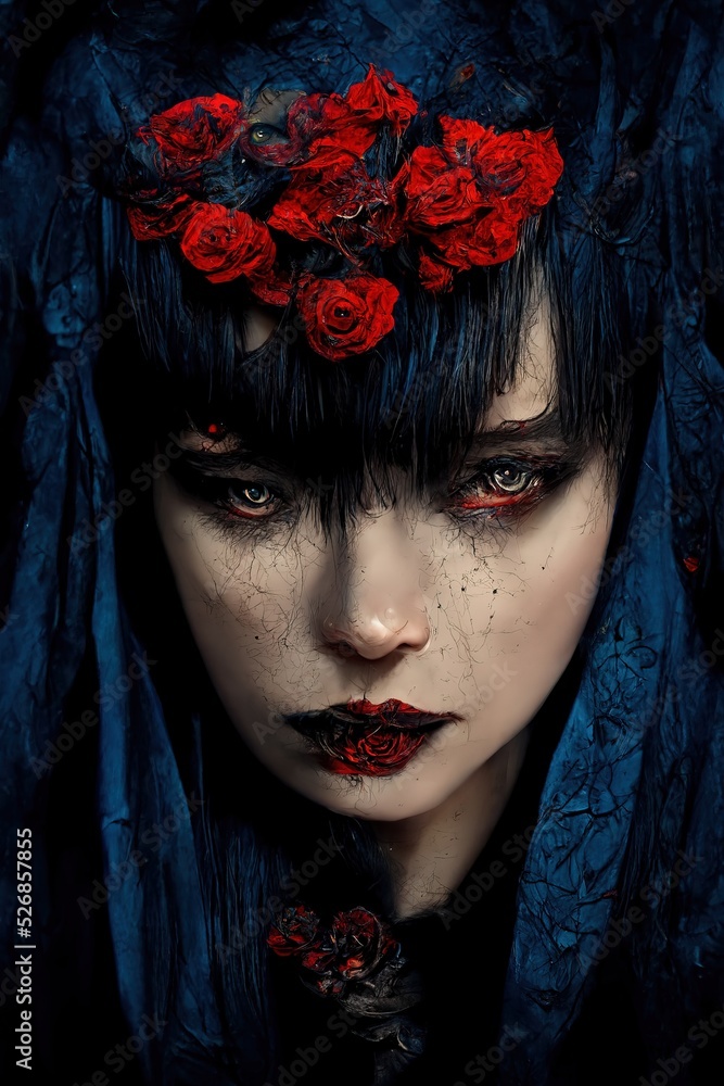 Gothic dystopian horror scene with a gothic fictional woman. Artistic ...