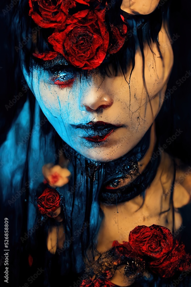 Gothic dystopian horror scene with a gothic fictional woman. Artistic ...