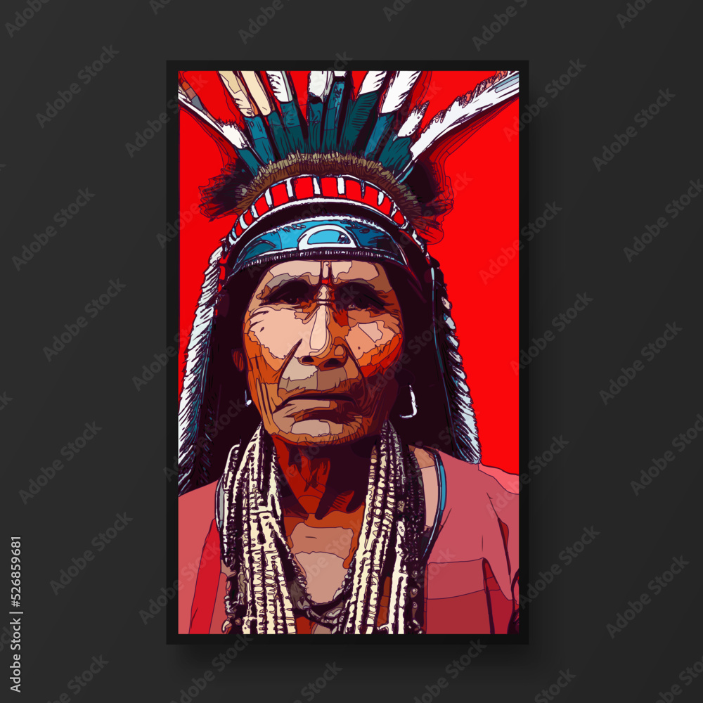 Portrait of an indian warrior. Native Americans. Stock Vector | Adobe Stock