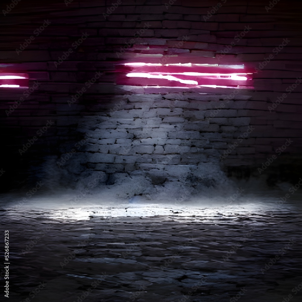 brick walls and neon light. Brick walls, neon rays and glow Stock Photo ...