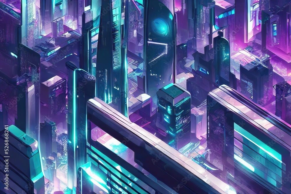 Futuristic megacity cyberpunk sci-fi concept or smart city architecture ...