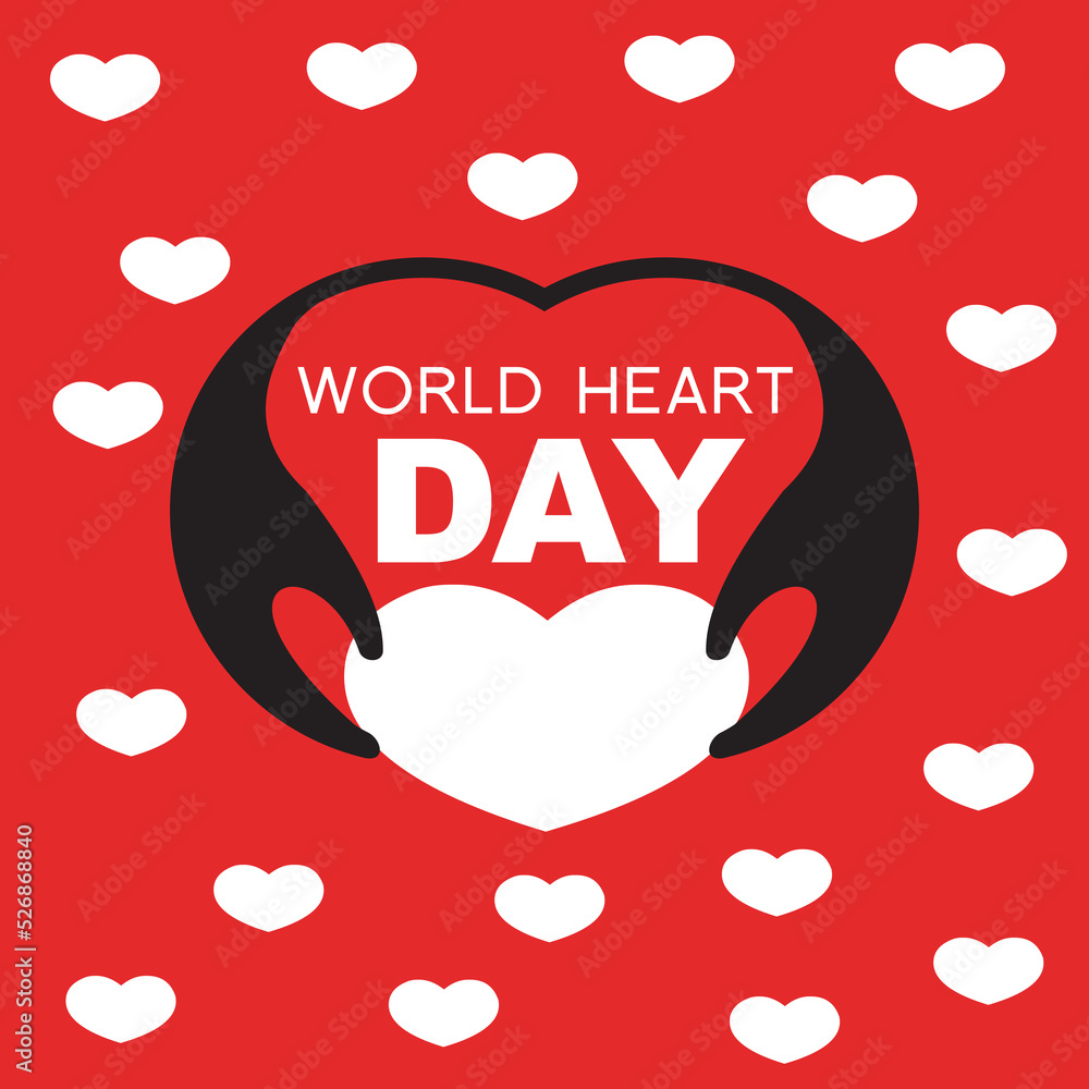 World Heart Day, holding a heart symbol at the end of the hand ...